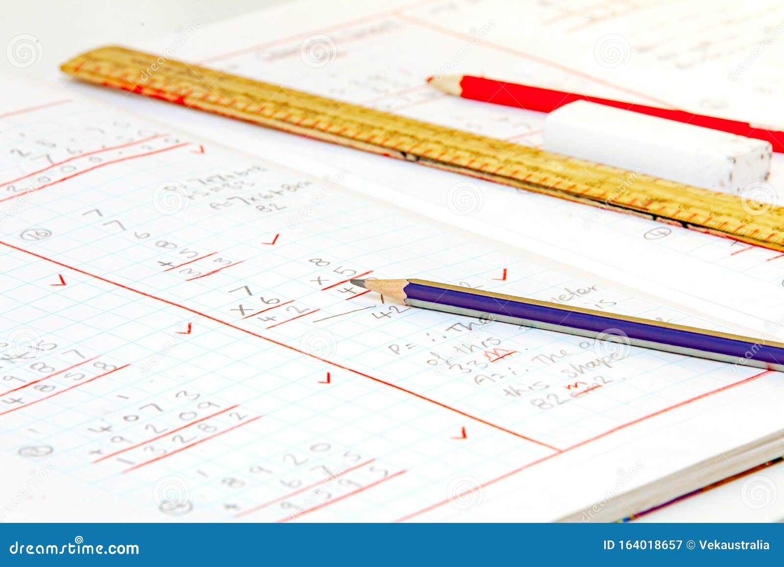 Elementary School Mathematics School Exercise Book Test Exam Stock ...