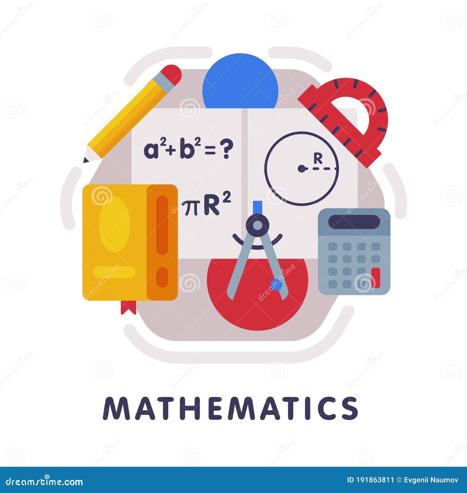 Mathematics School Subject Icon, Education and Science Discipline with ...