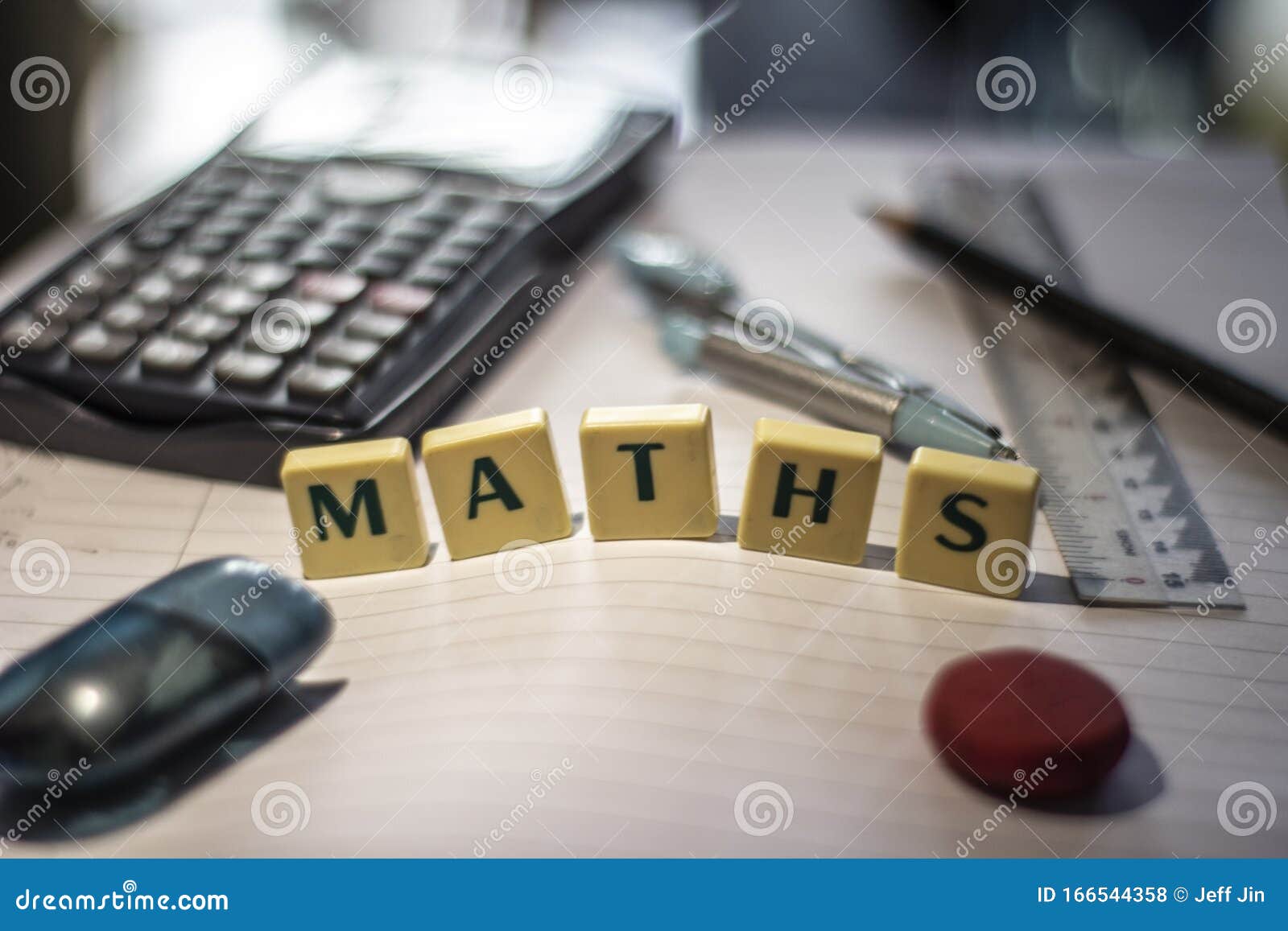 Wording of ` MATHS ` with Mathematics Stationery in Selective Blur and ...