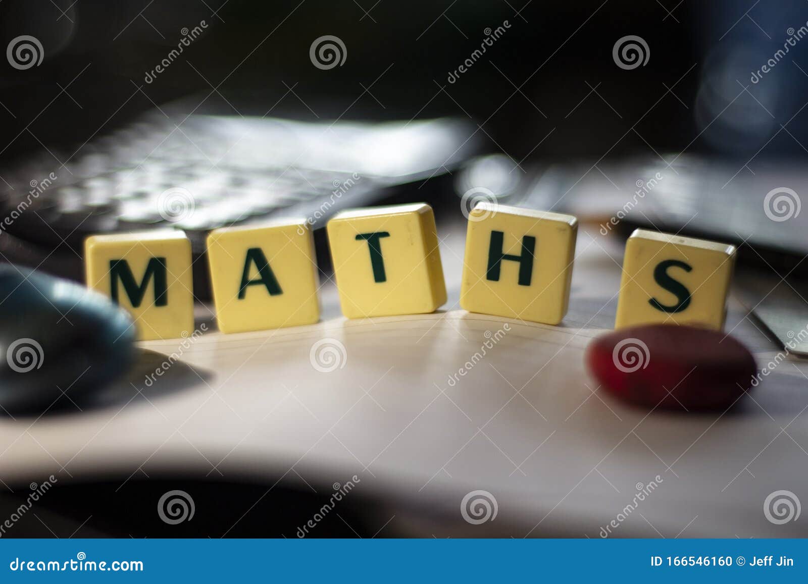 Homework with Wording ` MATHS ` with Selective Blur and Close Up View ...