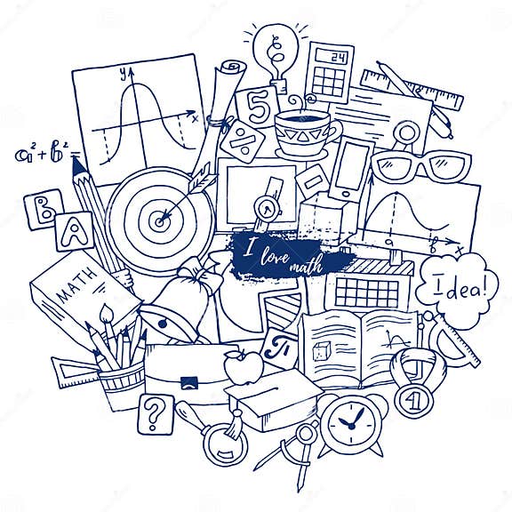 Mathematics Science Theme. Hand Drawn Pattern about School and Learning ...