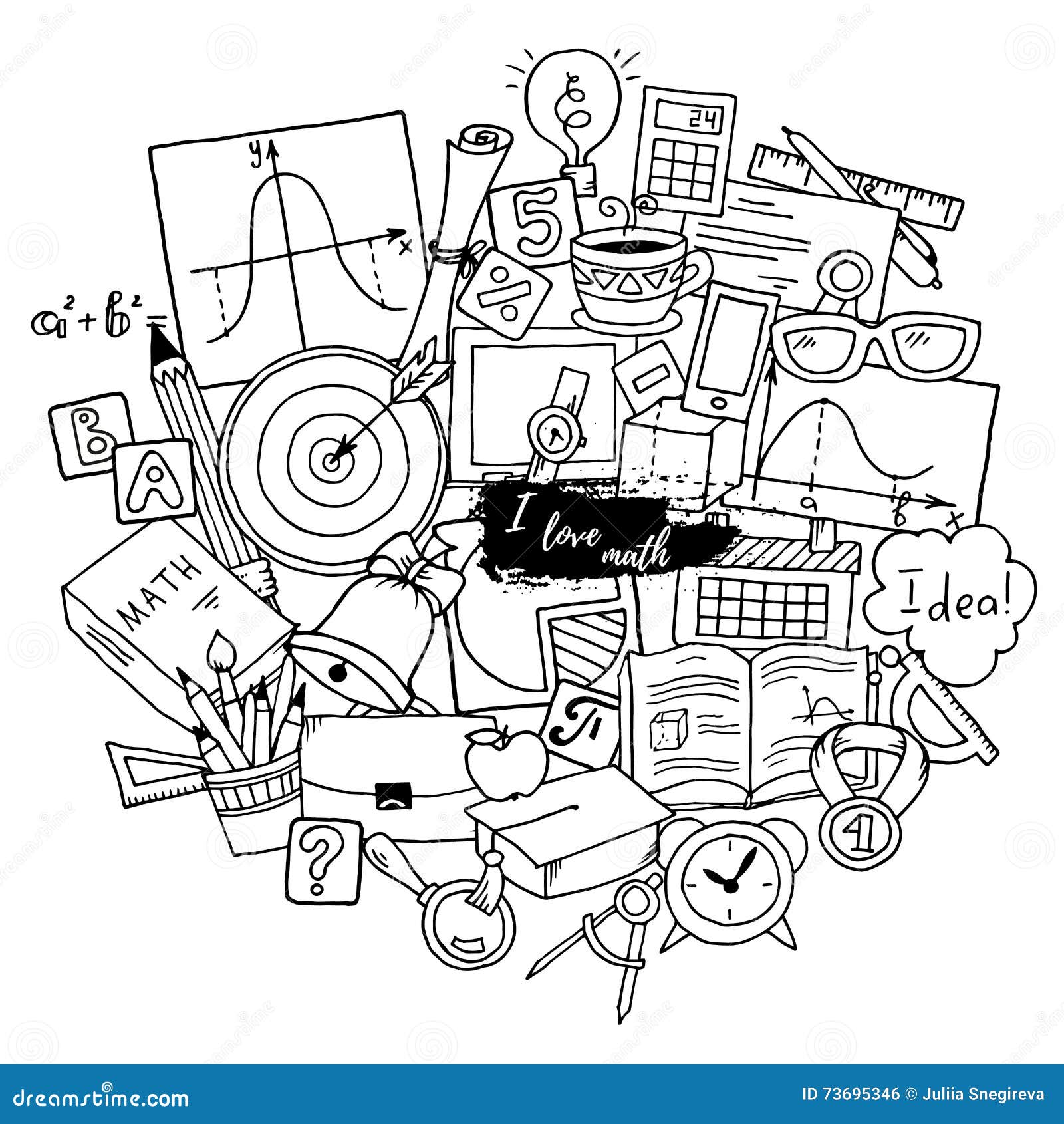 Mathematics Science Theme. Hand Drawn Pattern About School And Learning ...