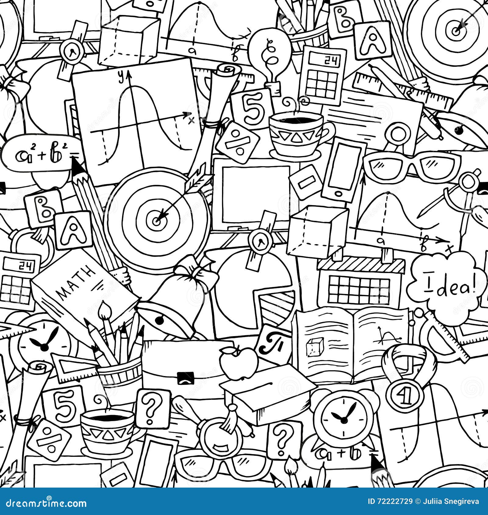 Mathematics Science Theme. Hand Drawn Pattern About School And Learning ...