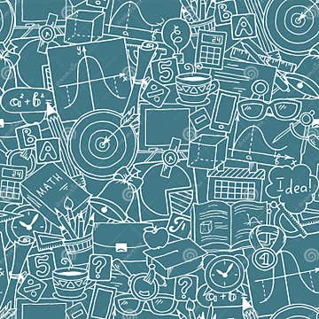 Mathematics Science Theme. Seamless Hand Drawn Pattern about School and ...