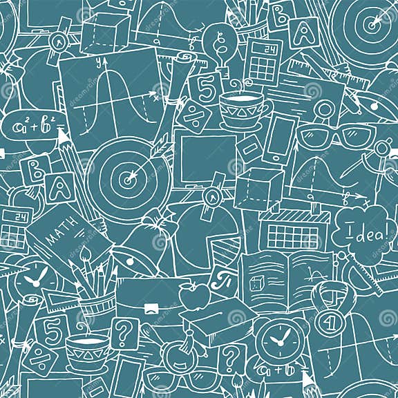 Mathematics Science Theme. Seamless Hand Drawn Pattern about School and ...