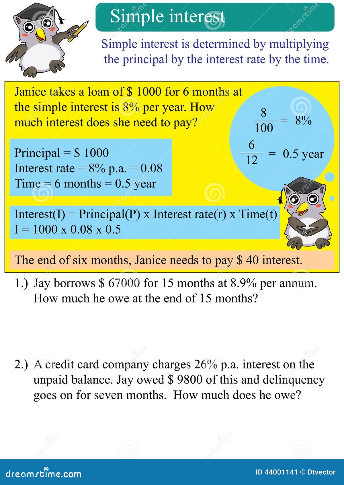 Mathematics Simple Interest Stock Vector - Illustration of accounts ...