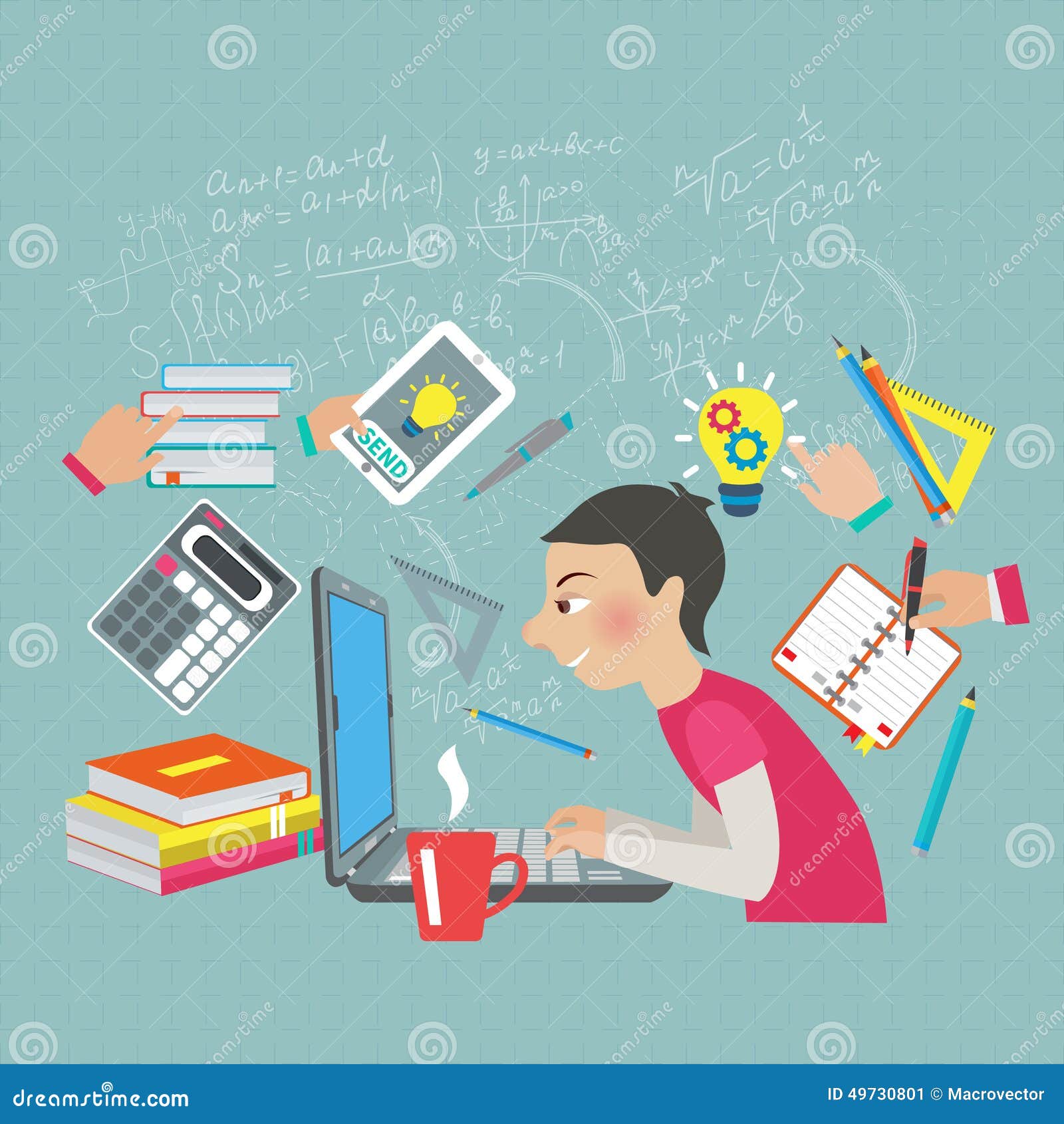 Mathematics Student Concept Stock Vector - Illustration of nerd ...
