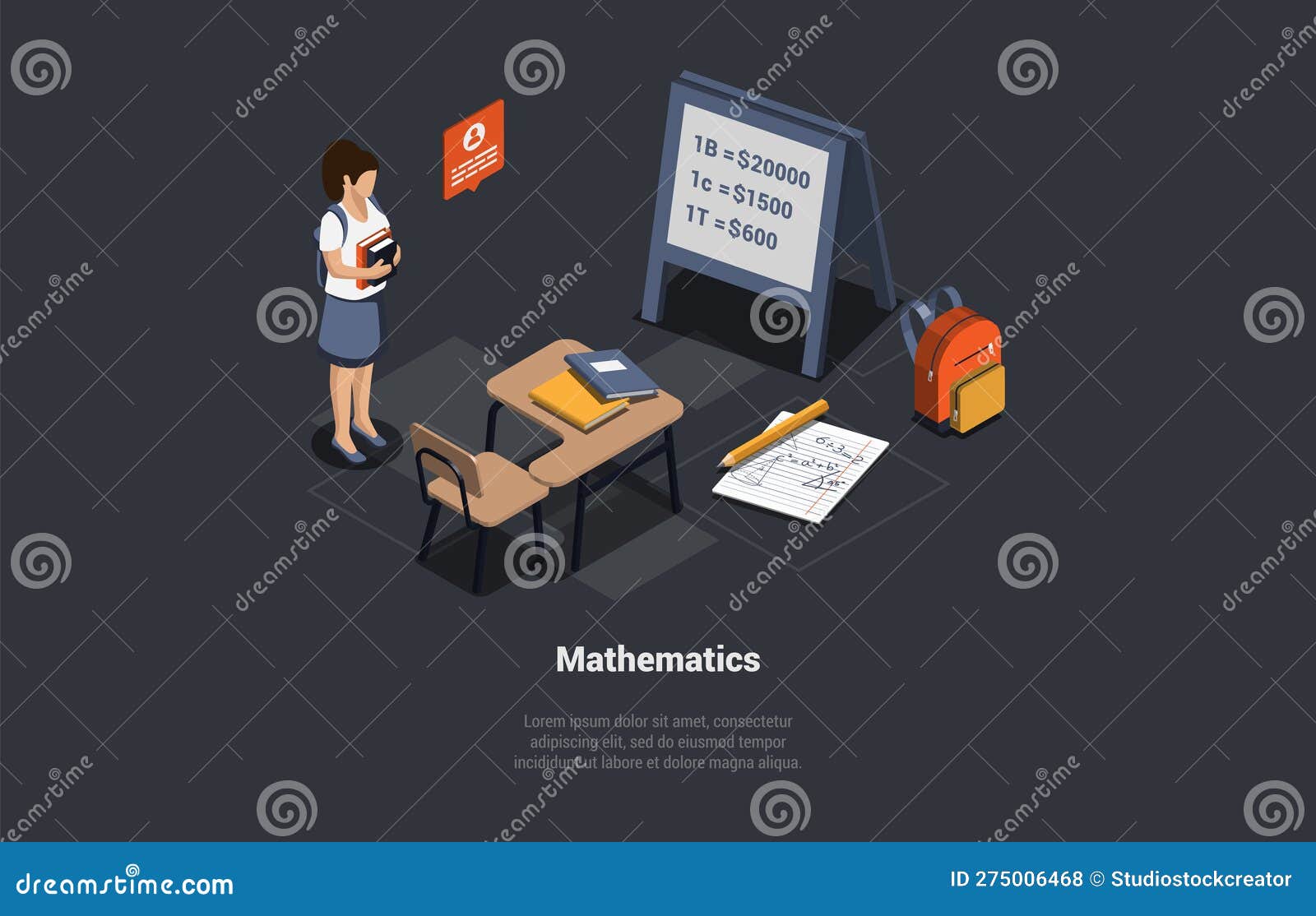 Mathematics Studying, Subject, Education And Science. Student Girl With ...
