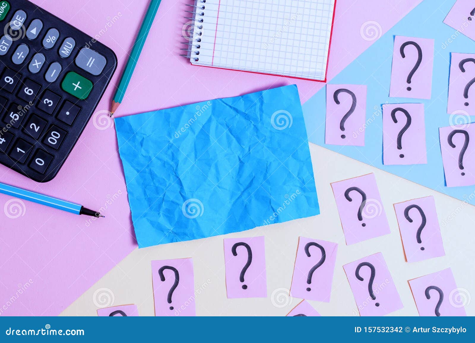 Math Stuff with Scribbled and Crumbling Papers Plus Writing Equipment ...