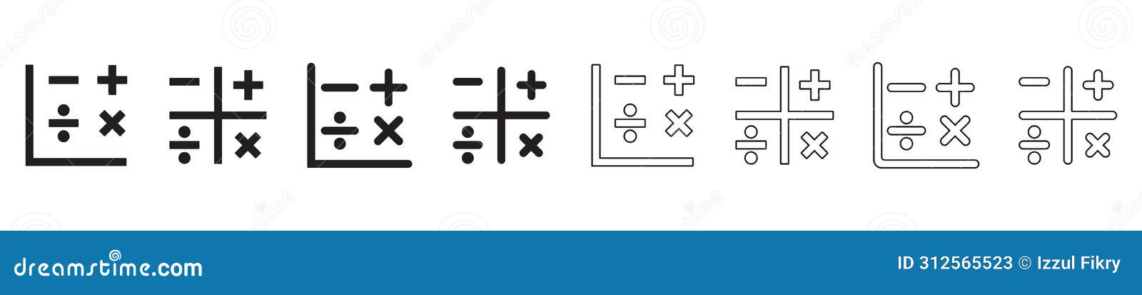 Mathematics Symbol Icon Plus Minus Divide and Cross Outline Icon Stock ...
