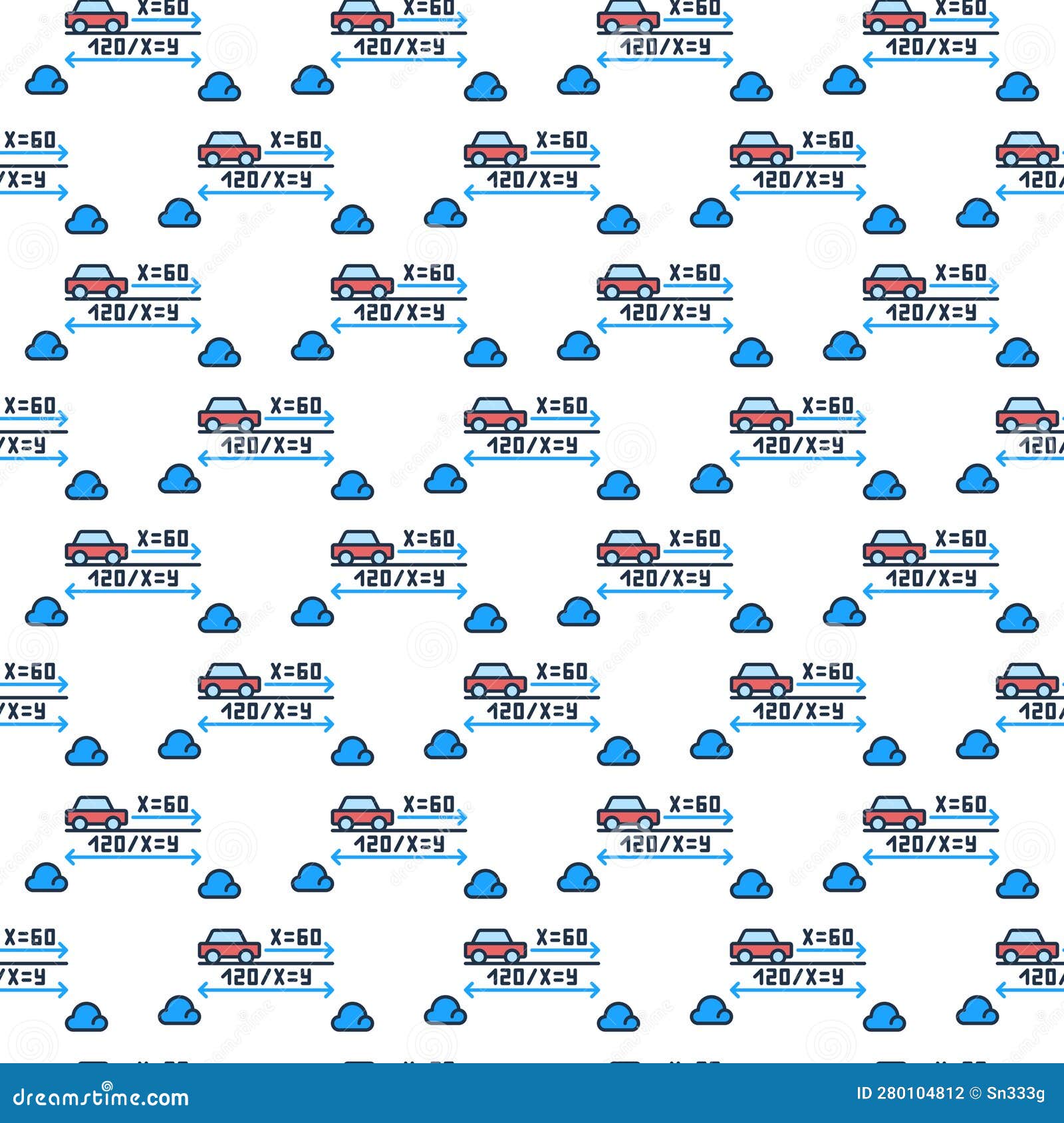 Mathematics Task with Car Vector Colored Seamless Pattern Stock ...