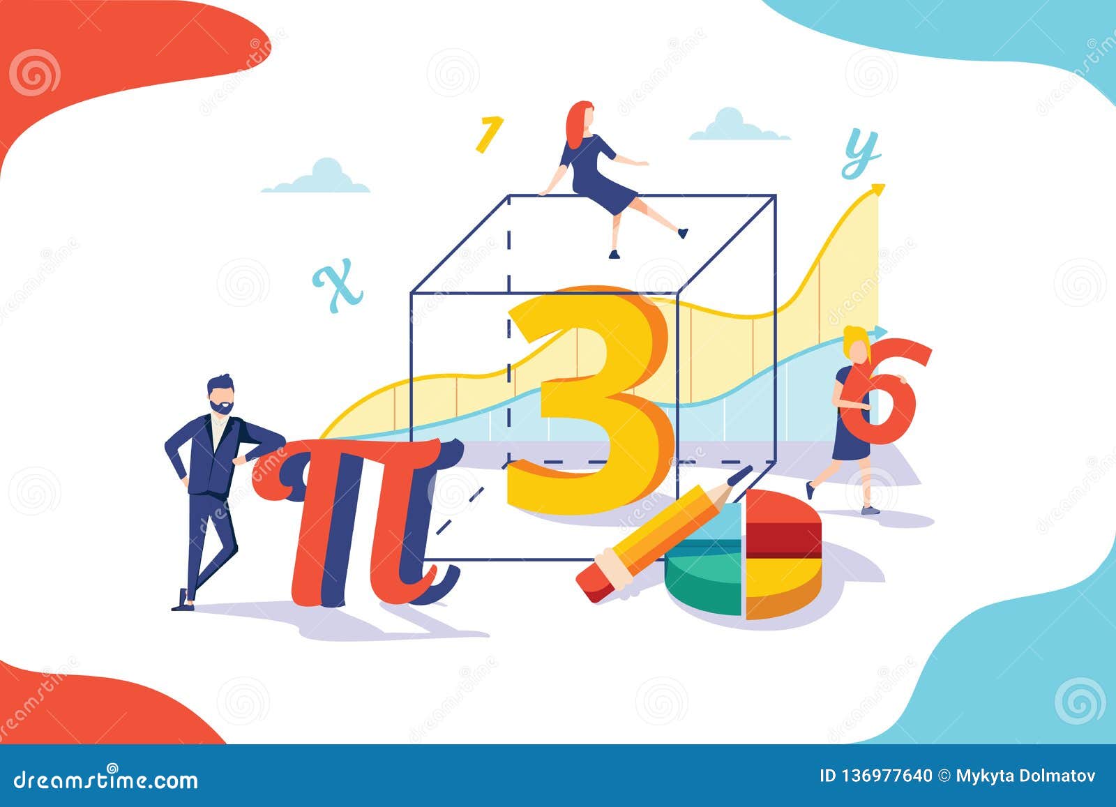 Mathematics Vector Illustration. Flat Mini Persons Education Concept ...