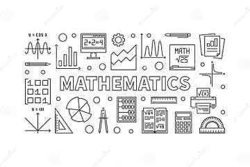 Mathematics Vector Line Horizontal Banner Stock Vector - Illustration ...
