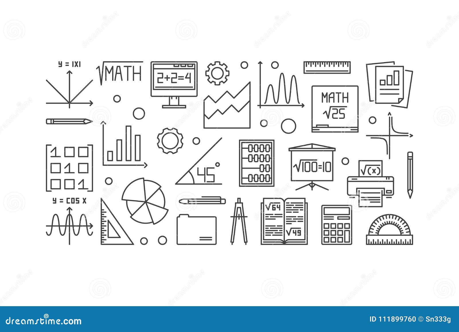 Mathematics Vector Outline Horizontal Banner. Math Science Linear ... Mathematics Vector Outline Horizontal Banner. Math Science Linear ...