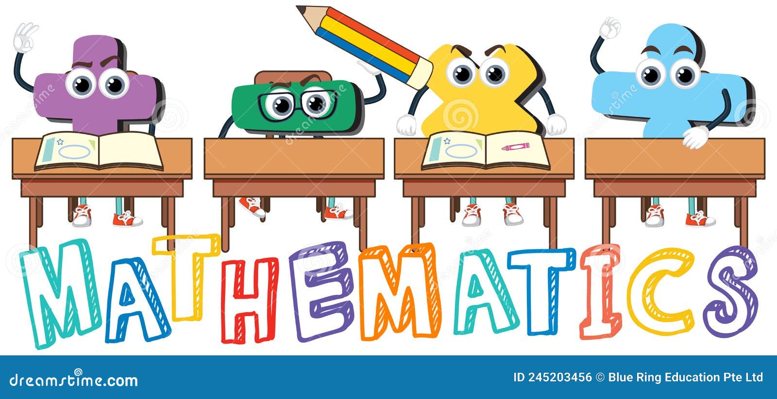 Mathematics Word Logo in Cartoon Style Stock Vector - Illustration of ...