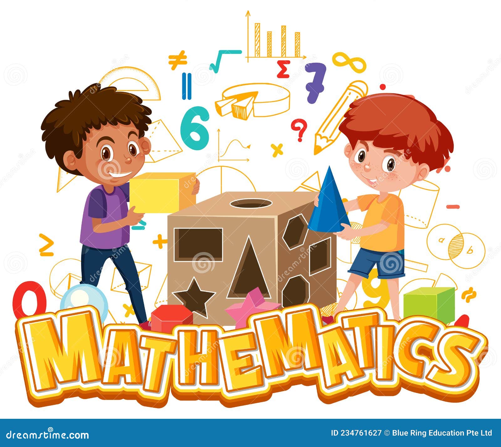 Mathematik-Symbol Mit Kindern Und Mathematik-Tools Vektor Abbildung ...