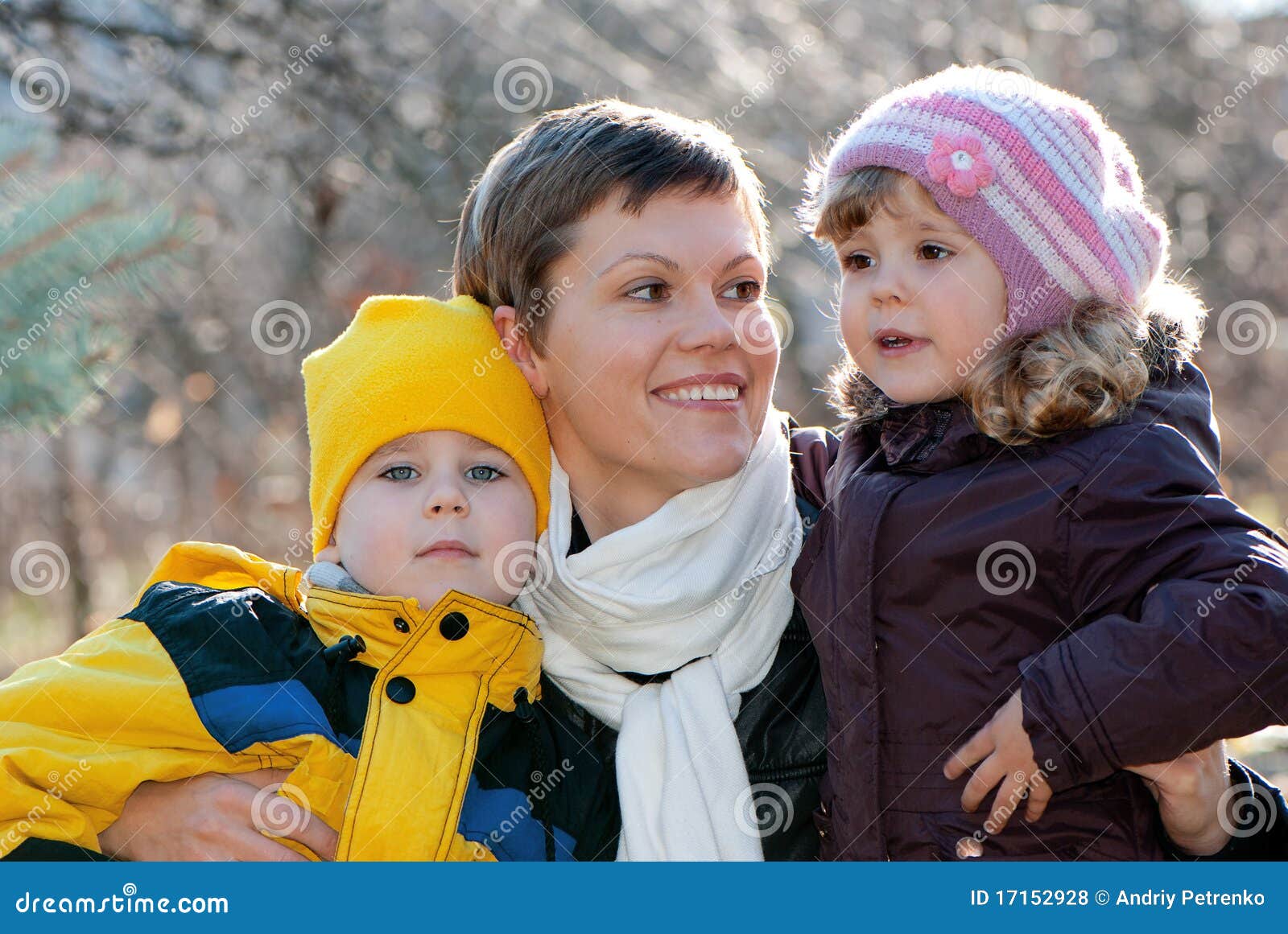 Mather and Children in Park Stock Photo - Image of october, adventure ...