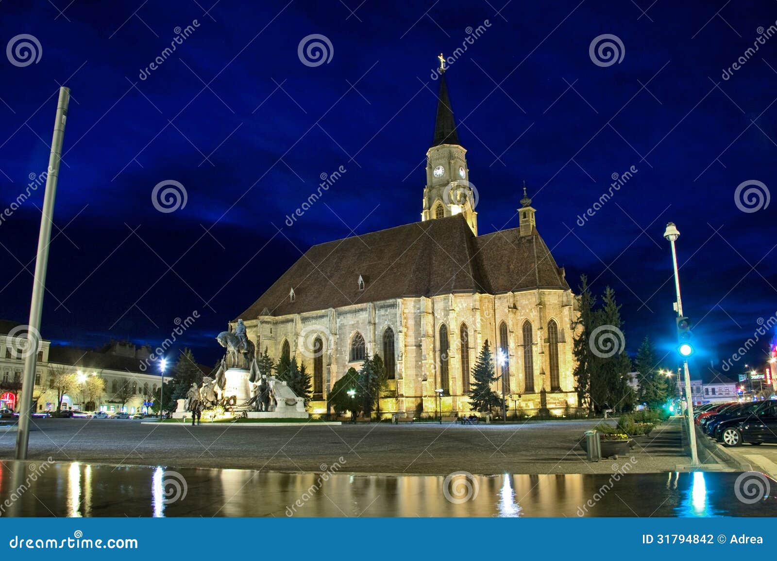 Mathias Rex Statue and Saint Michail Church Stock Photo - Image of ...
