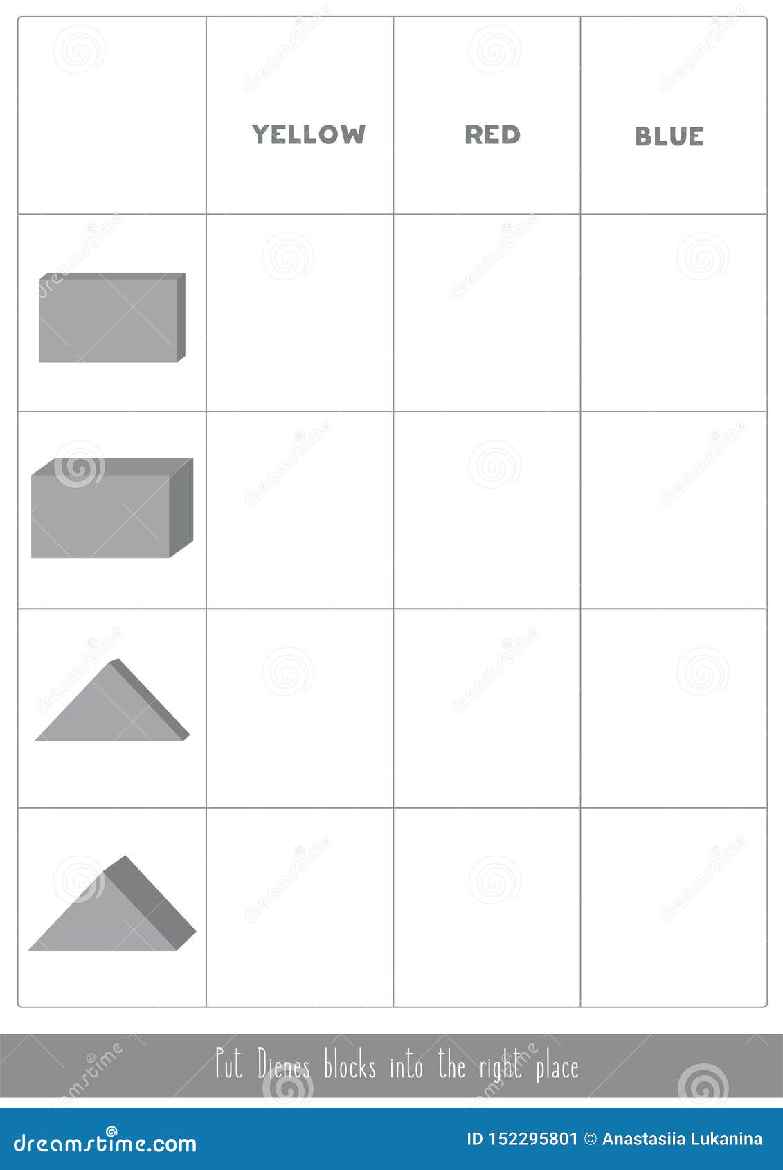 Mathing Game with Dienes Blocks Stock Vector - Illustration of learning ...