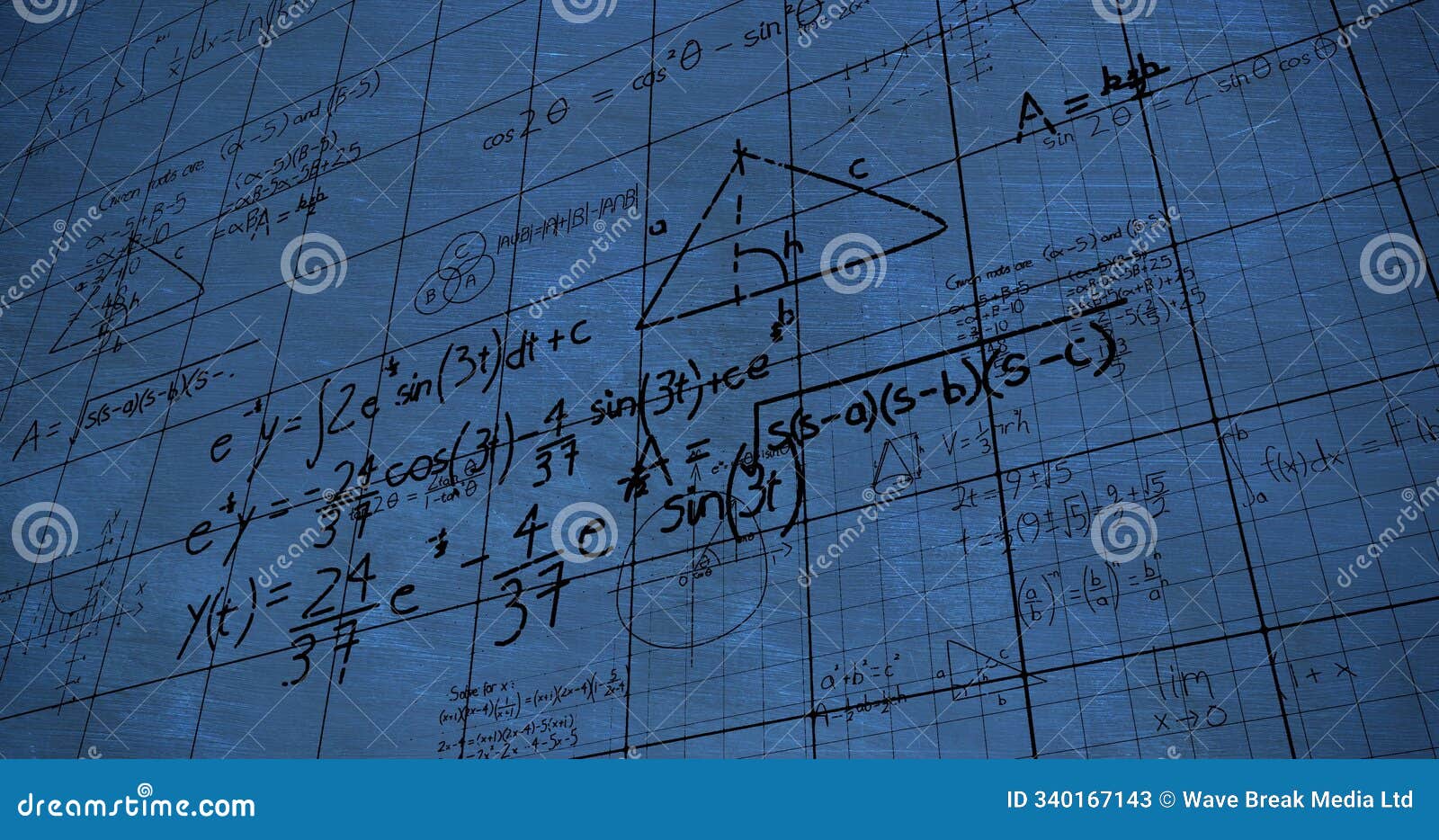 Mathmatical Calculations in Black Floating Over a Blue Background 4k ...