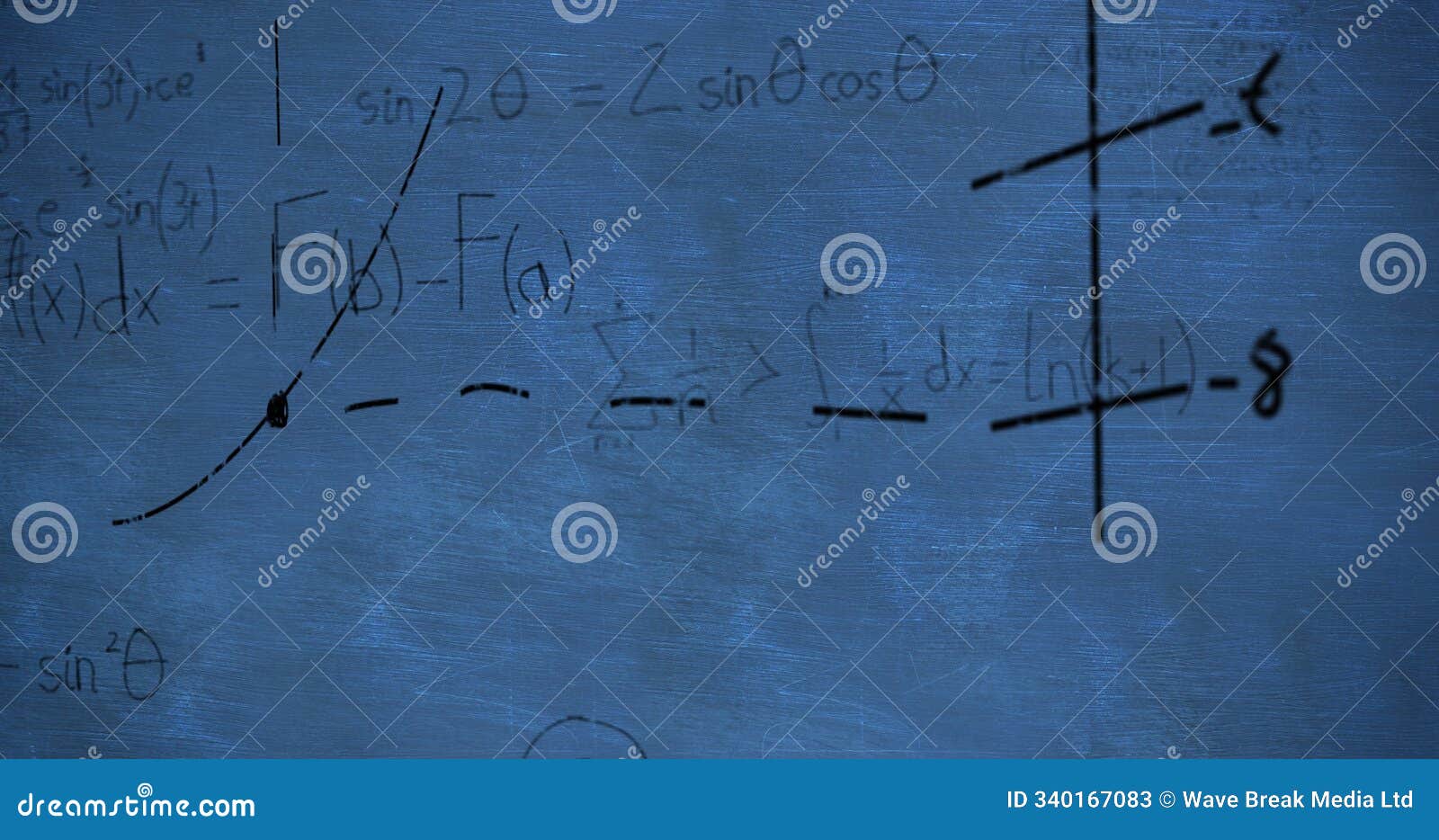 Mathmatical Calculations in Black Floating Over a Chalkboard Background ...