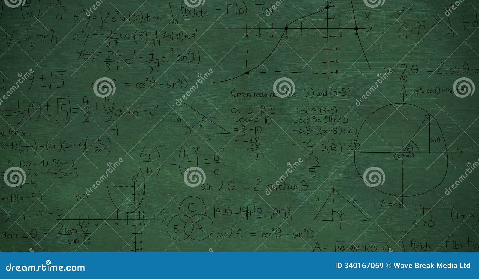 Mathmatical Calculations in Black on a Green Chalkboard Background 4k ...