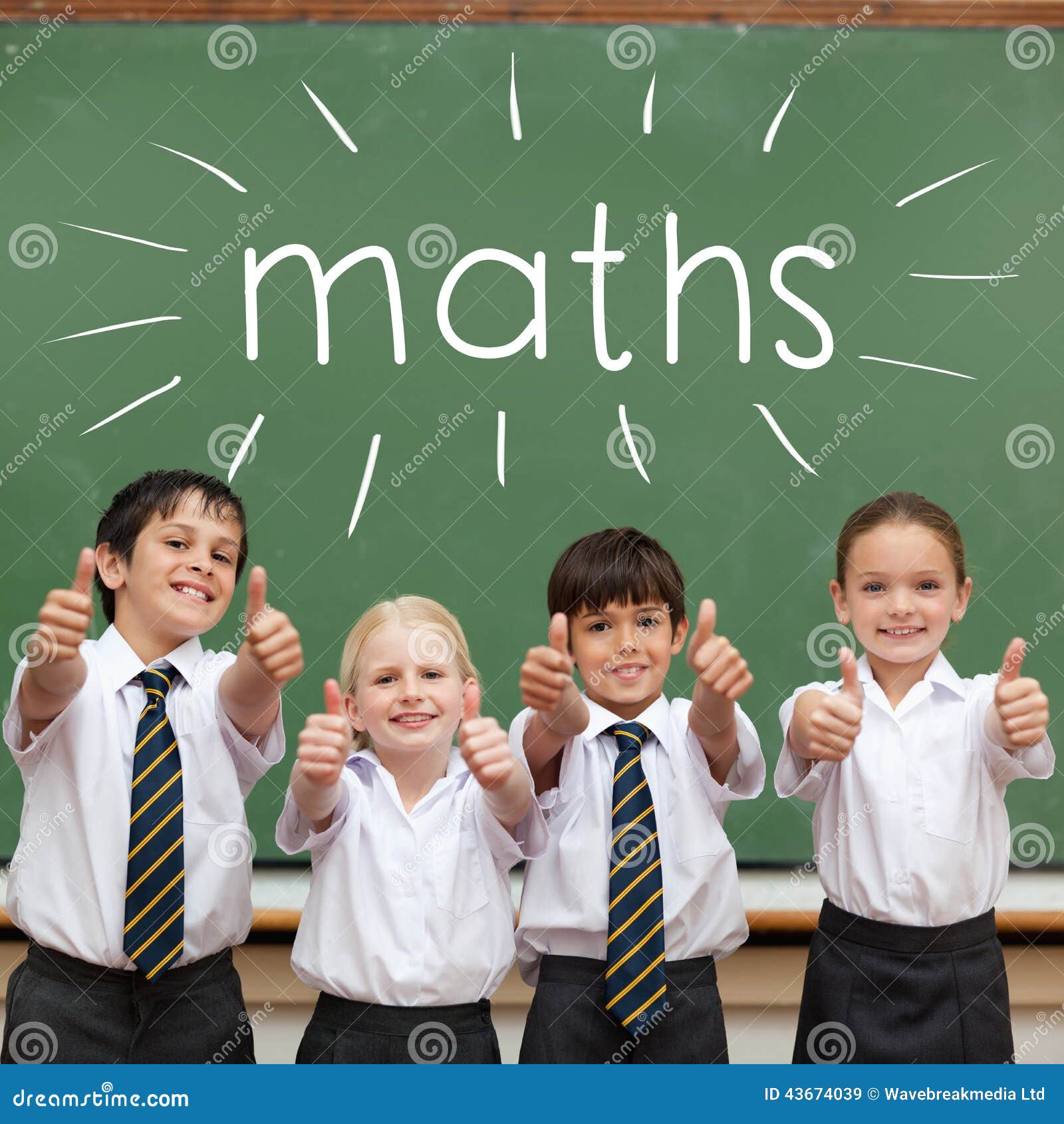 Maths Against Cute Pupils Showing Thumbs Up in Classroom Stock Image ...