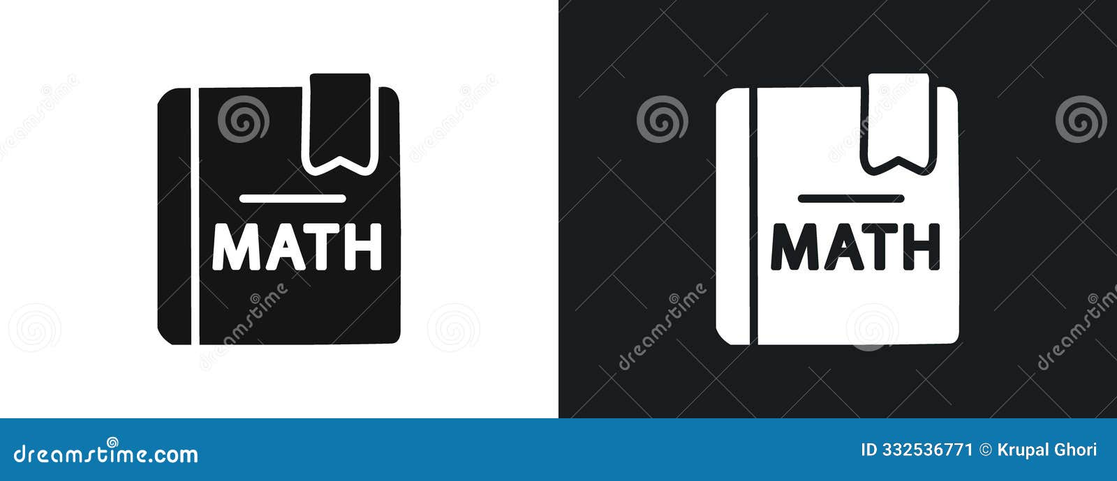 Maths Book Icon Linear Graphics Set Vector in Black Stock Illustration ...