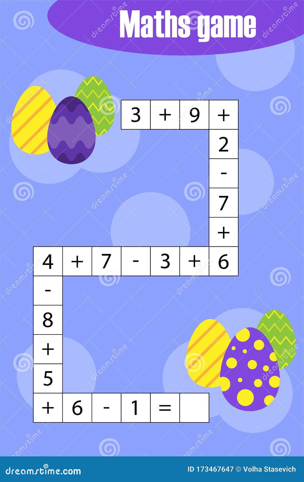 Maths Chain Game With Spring Pictures For Children, Education Game For ...