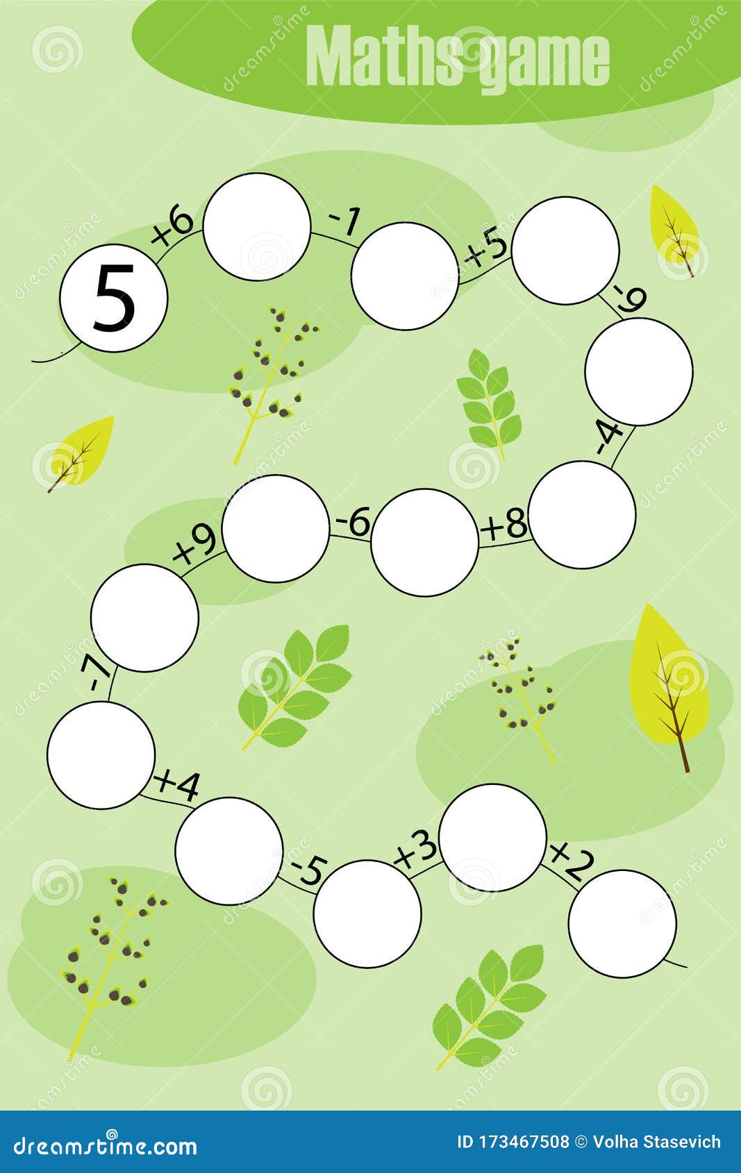 Maths Chain Game With Spring Pictures For Children, Education Game For ...