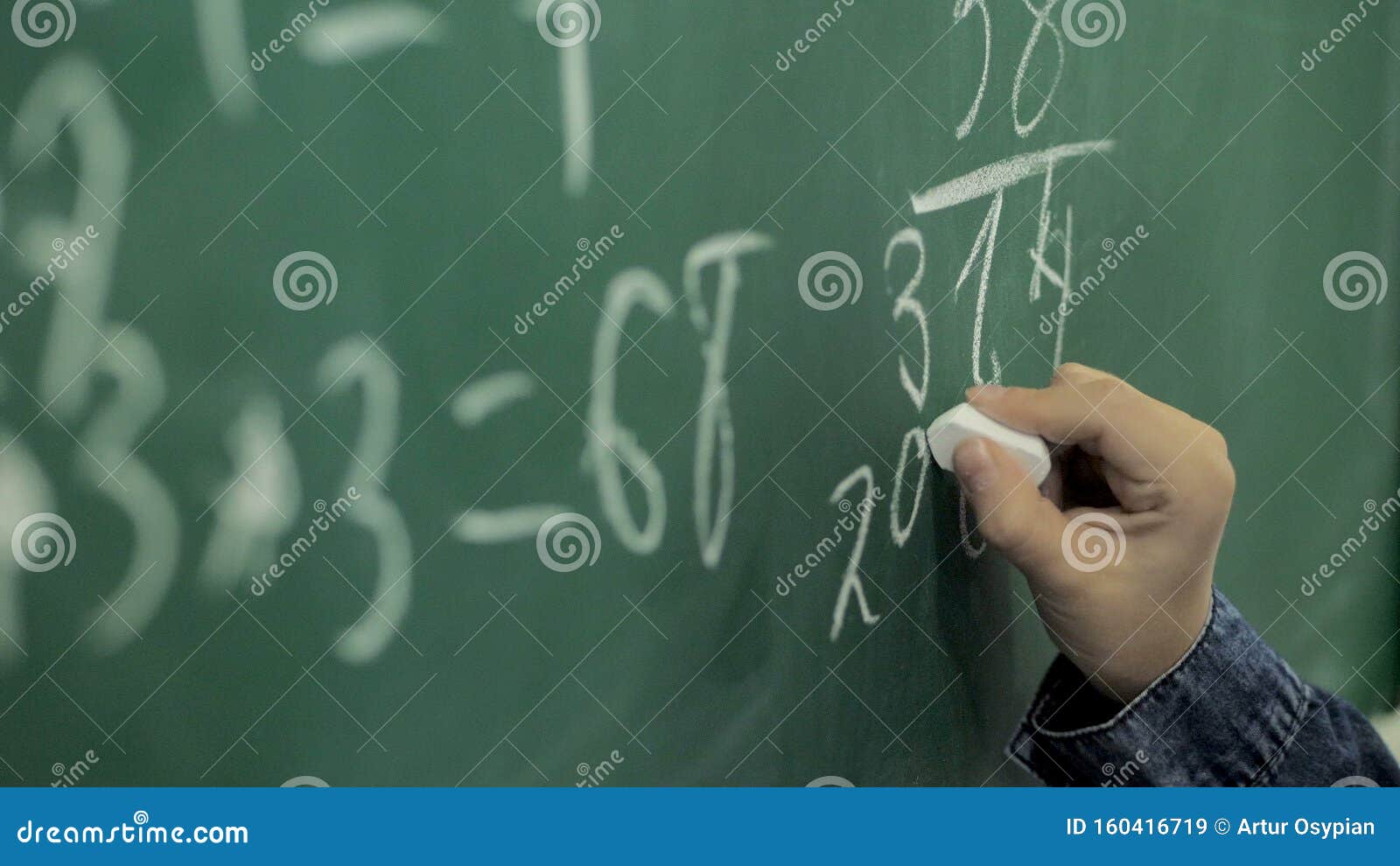 Maths` Chalkboard. Hand`s Writing Simple Mathematical Equation Stock ...
