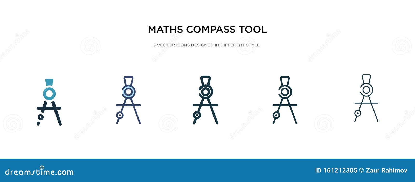 Maths Compass Tool Icon in Different Style Vector Illustration. Two ...