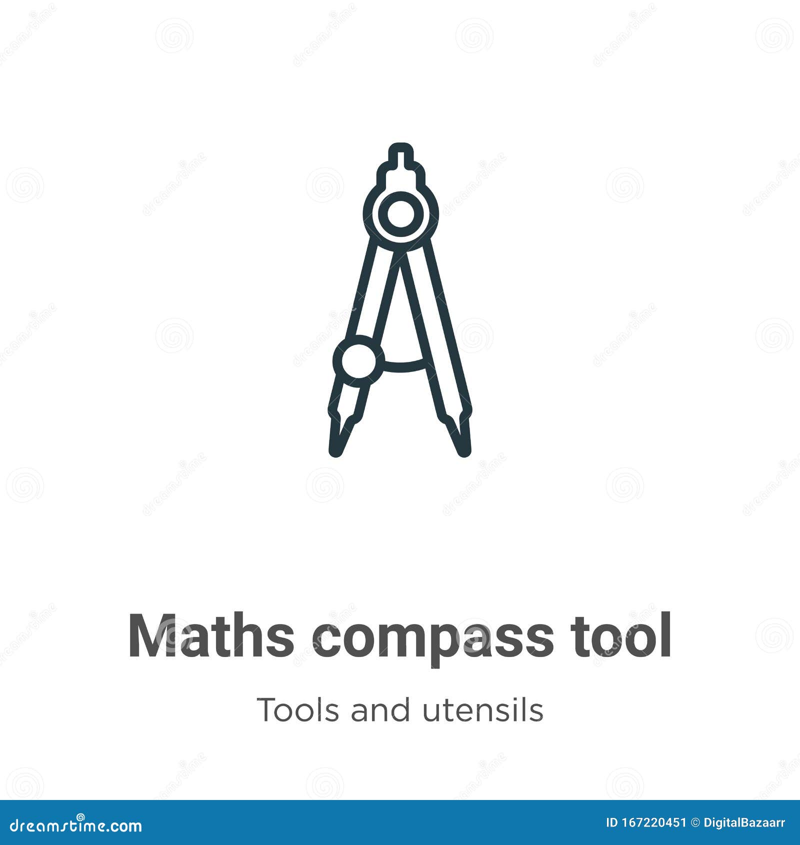 Maths Compass Tool Outline Vector Icon. Thin Line Black Maths Compass ...