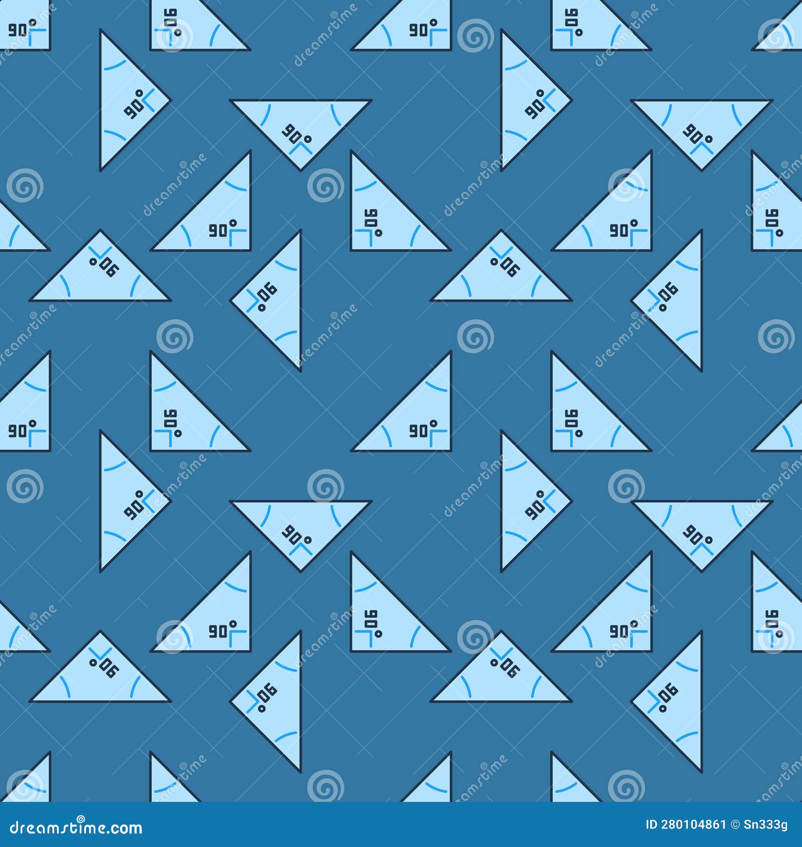 Maths 90 Degree Angle Vector Right Triangle Blue Seamless Pattern Stock ...