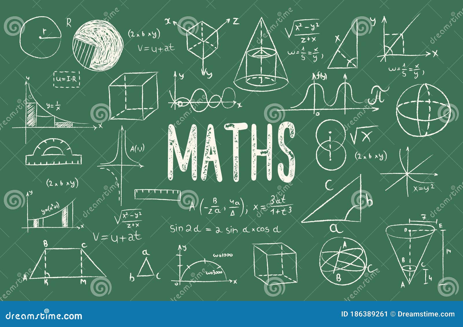 School maths doodle. stock vector. Illustration of blackboard - 186389261