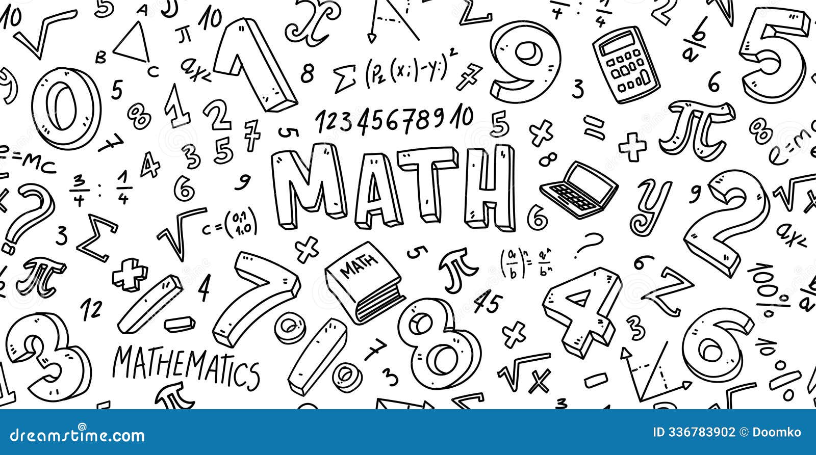 Maths Doodle Line Set School Illustration. | CartoonDealer.com #336783902