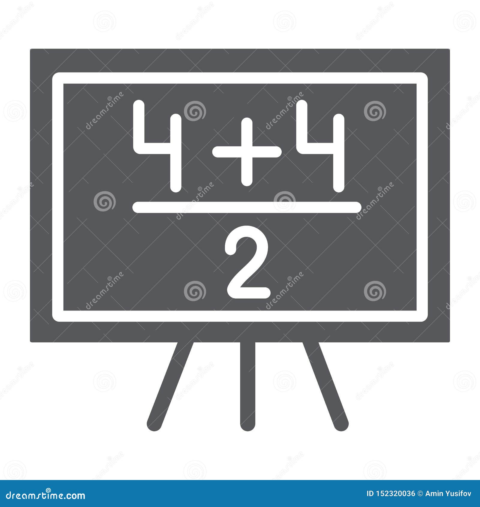 Maths Example Line Icon, Lesson And Mathematical, Blackboard With ...