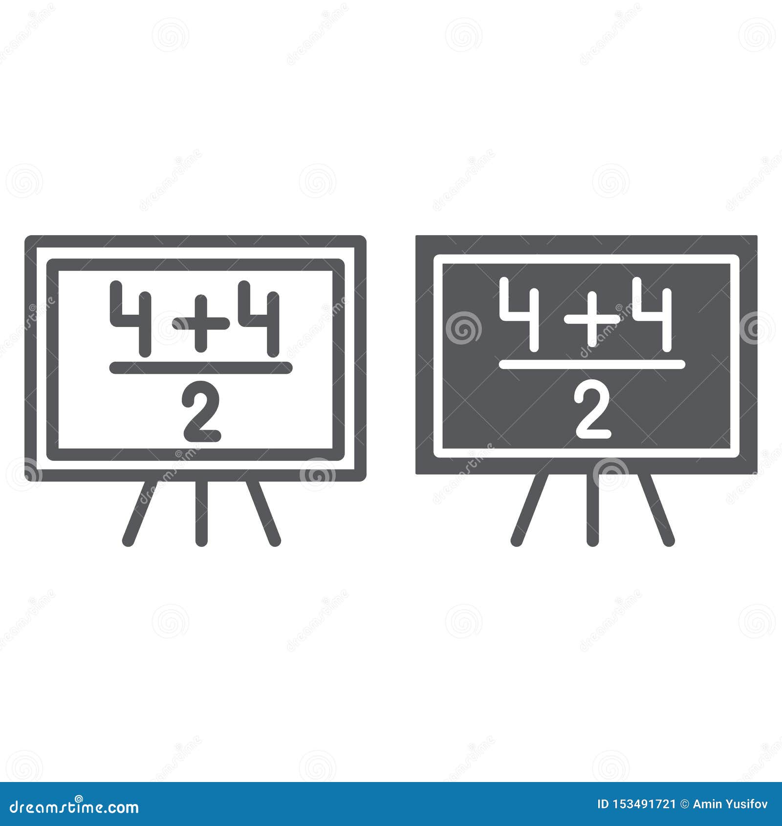 Maths Example Line Icon, Lesson And Mathematical, Blackboard With ...