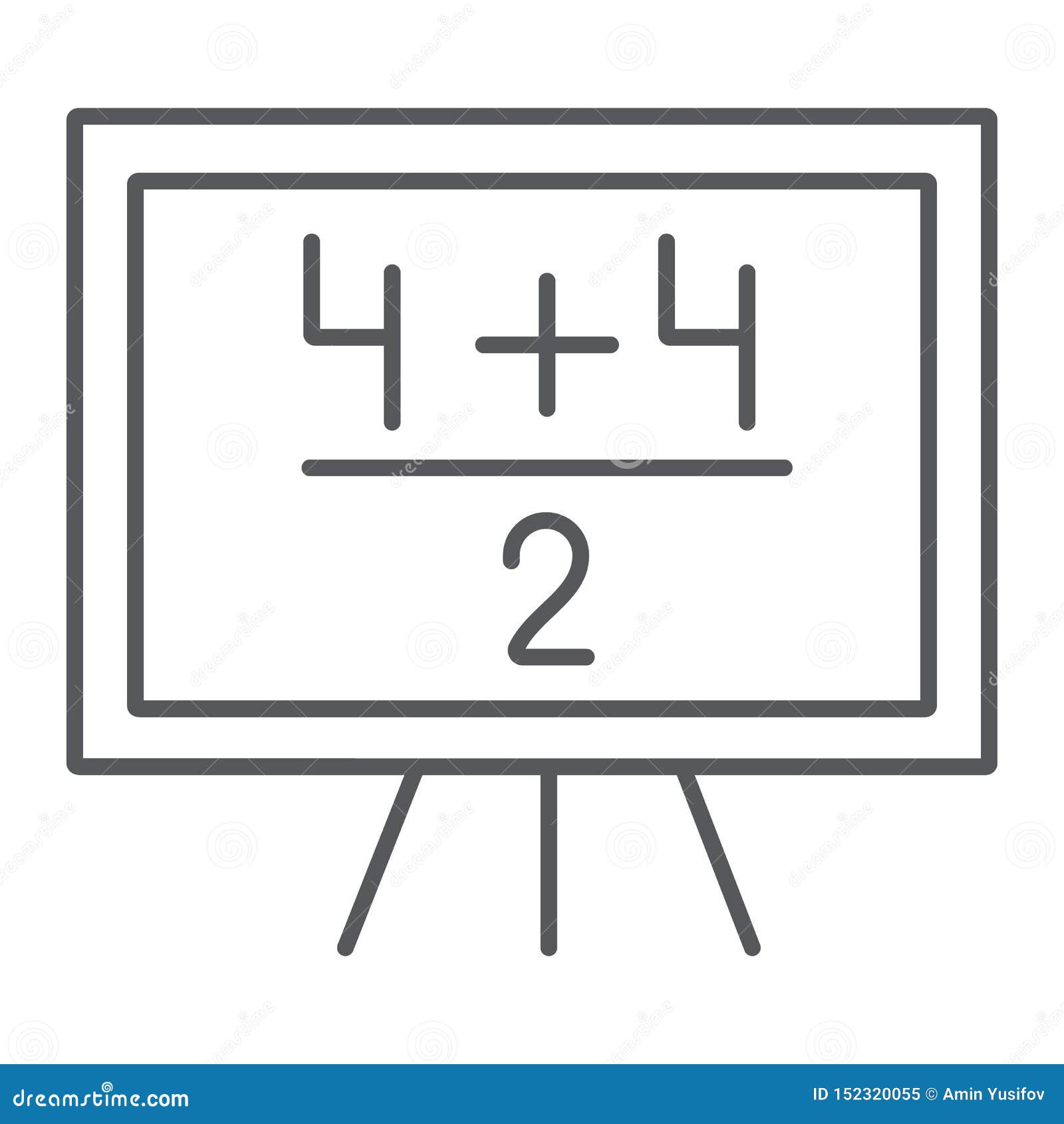 Maths Example Line Icon, Lesson And Mathematical, Blackboard With ...