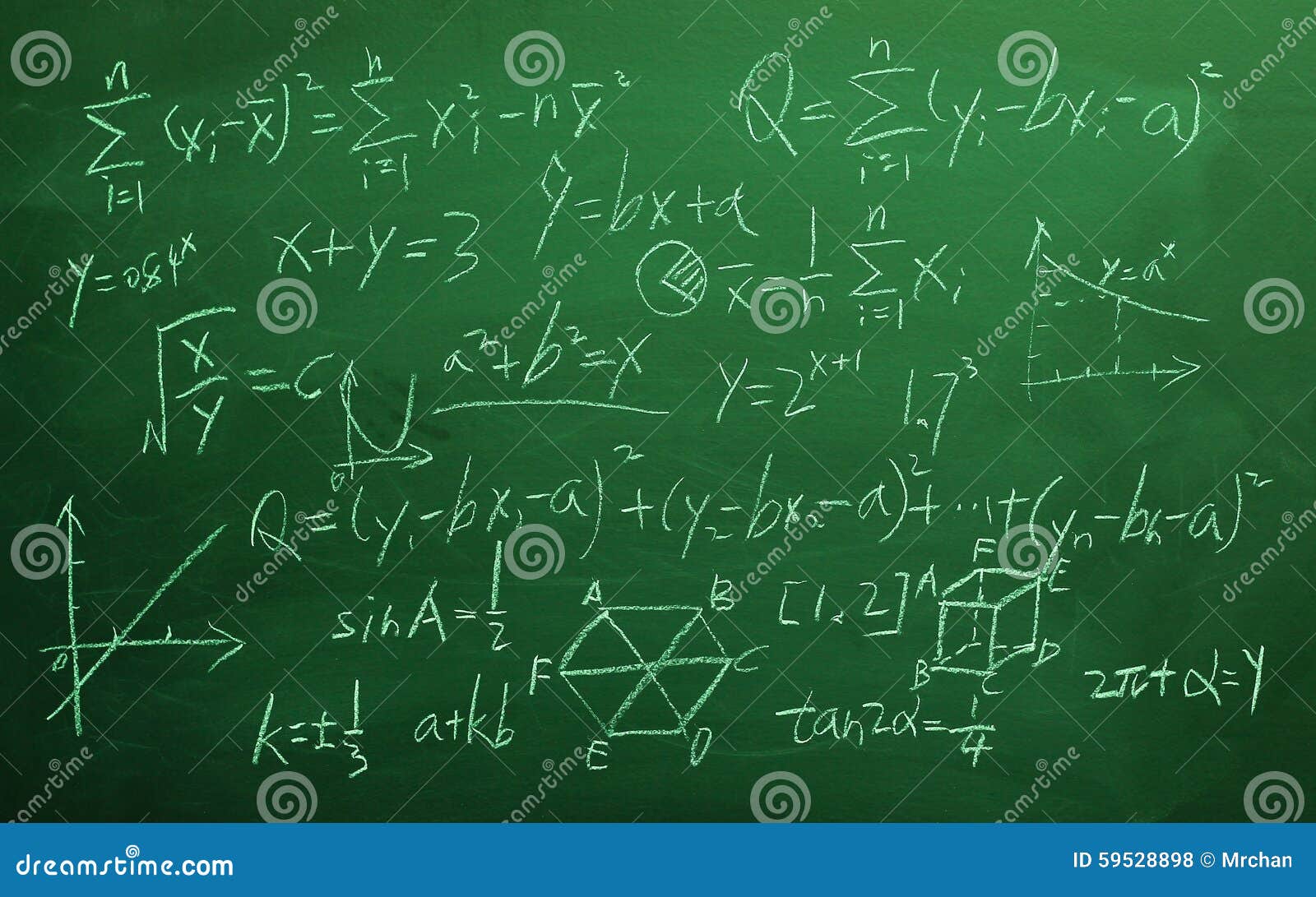 Maths Formulas on Chalkboard Background Stock Photo - Image of math ...