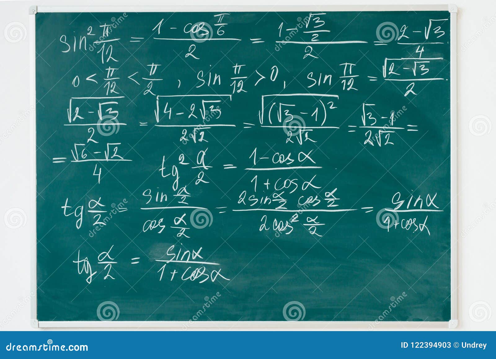 Maths Formulas Written by White Chalk on the Blackboard. Stock Image ...