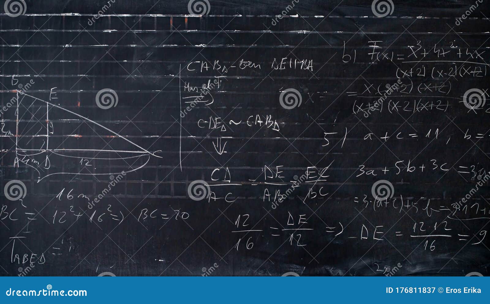 Maths Formulas Written by White Chalk on the Blackboard Background ...