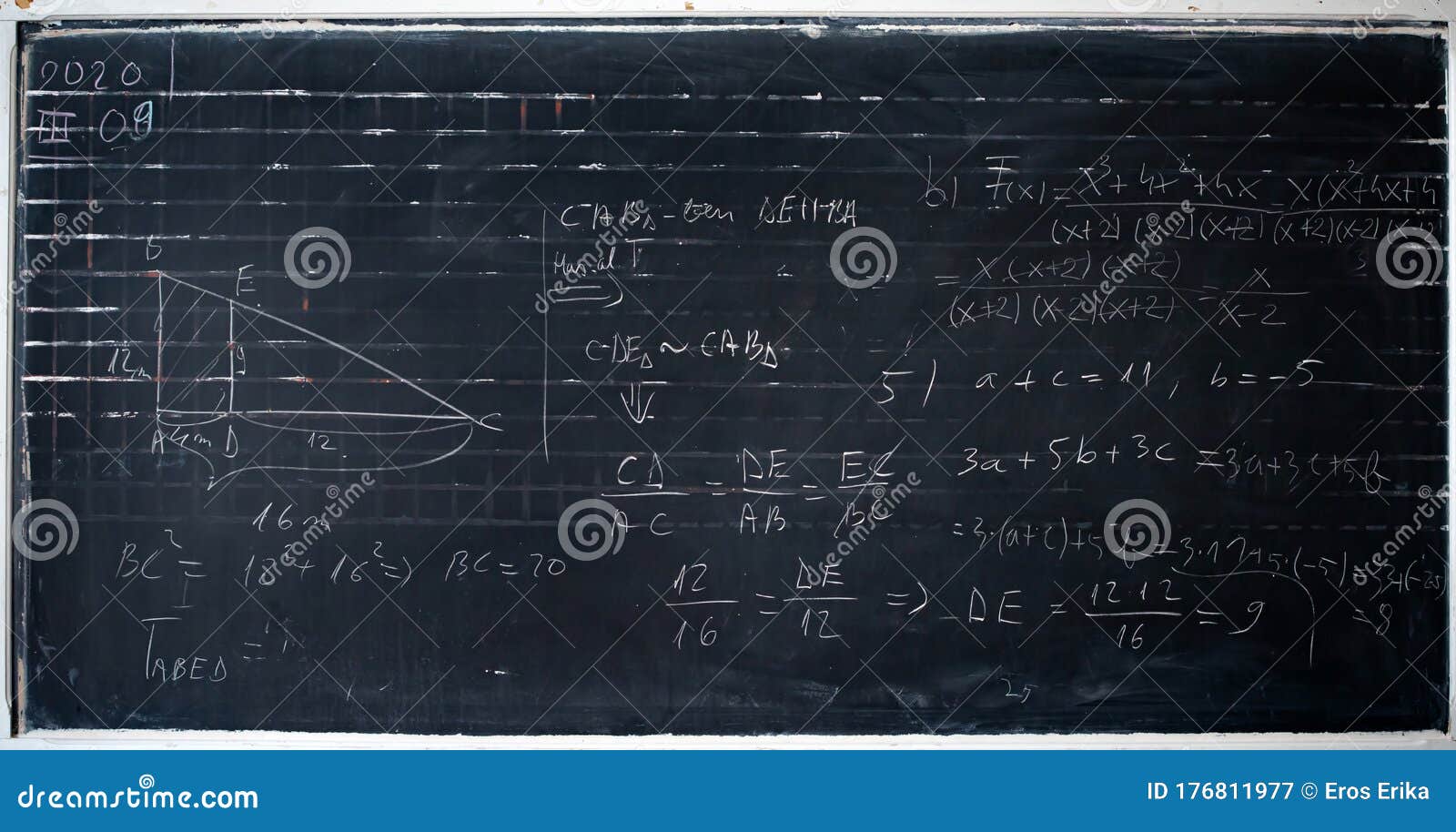 Maths Formulas Written by White Chalk on the Blackboard Background ...