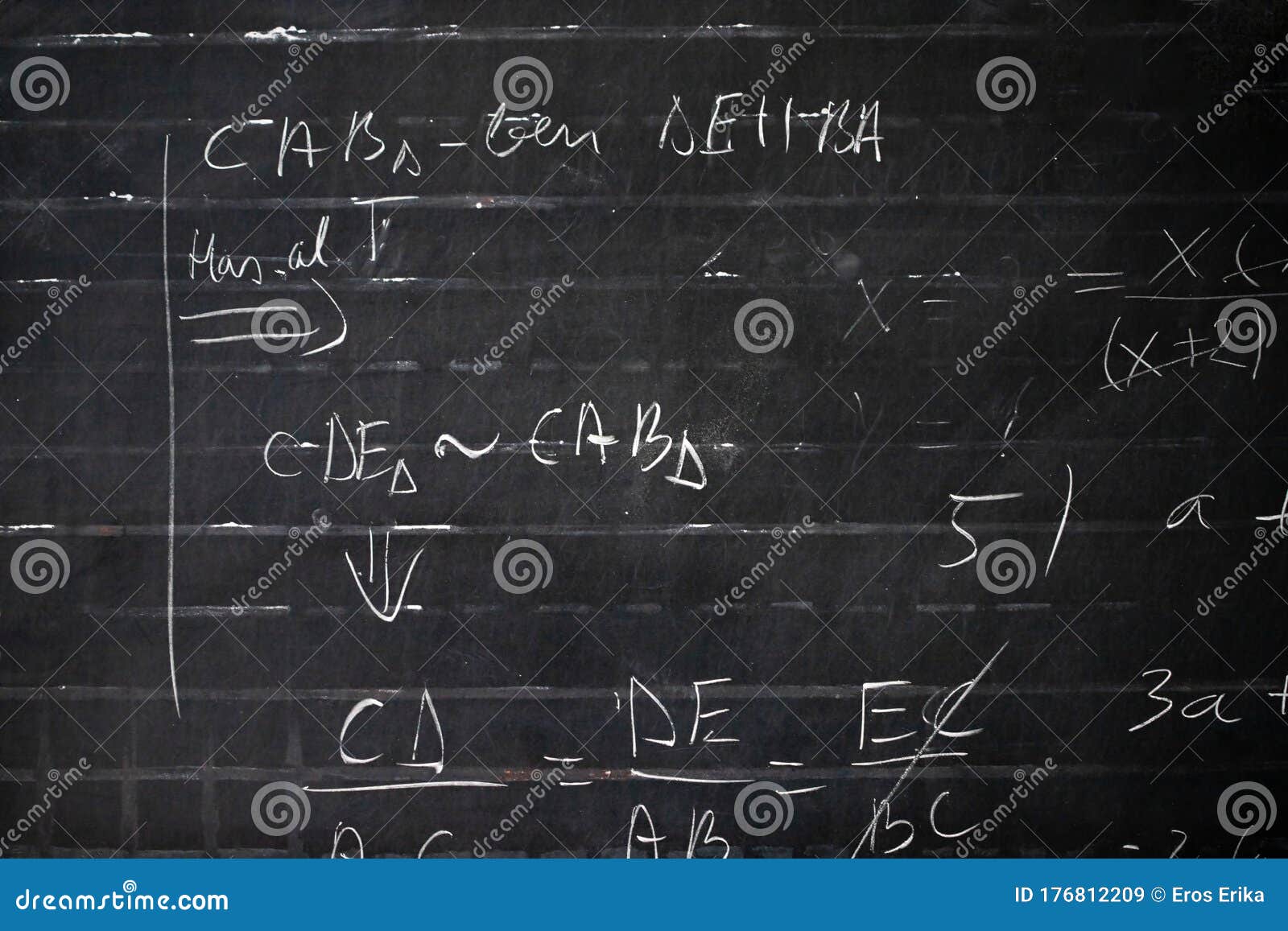 Maths Formulas Written by White Chalk on the Blackboard Background ...