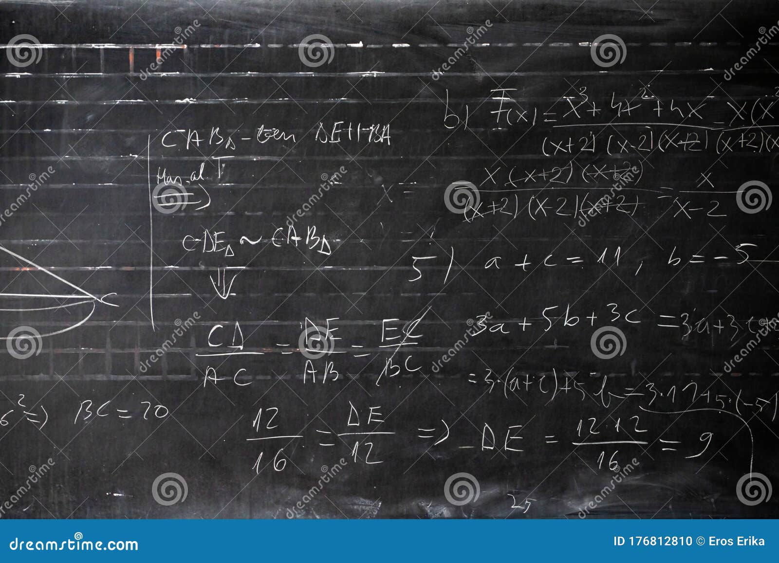Maths Formulas Written by White Chalk on the Blackboard Background ...