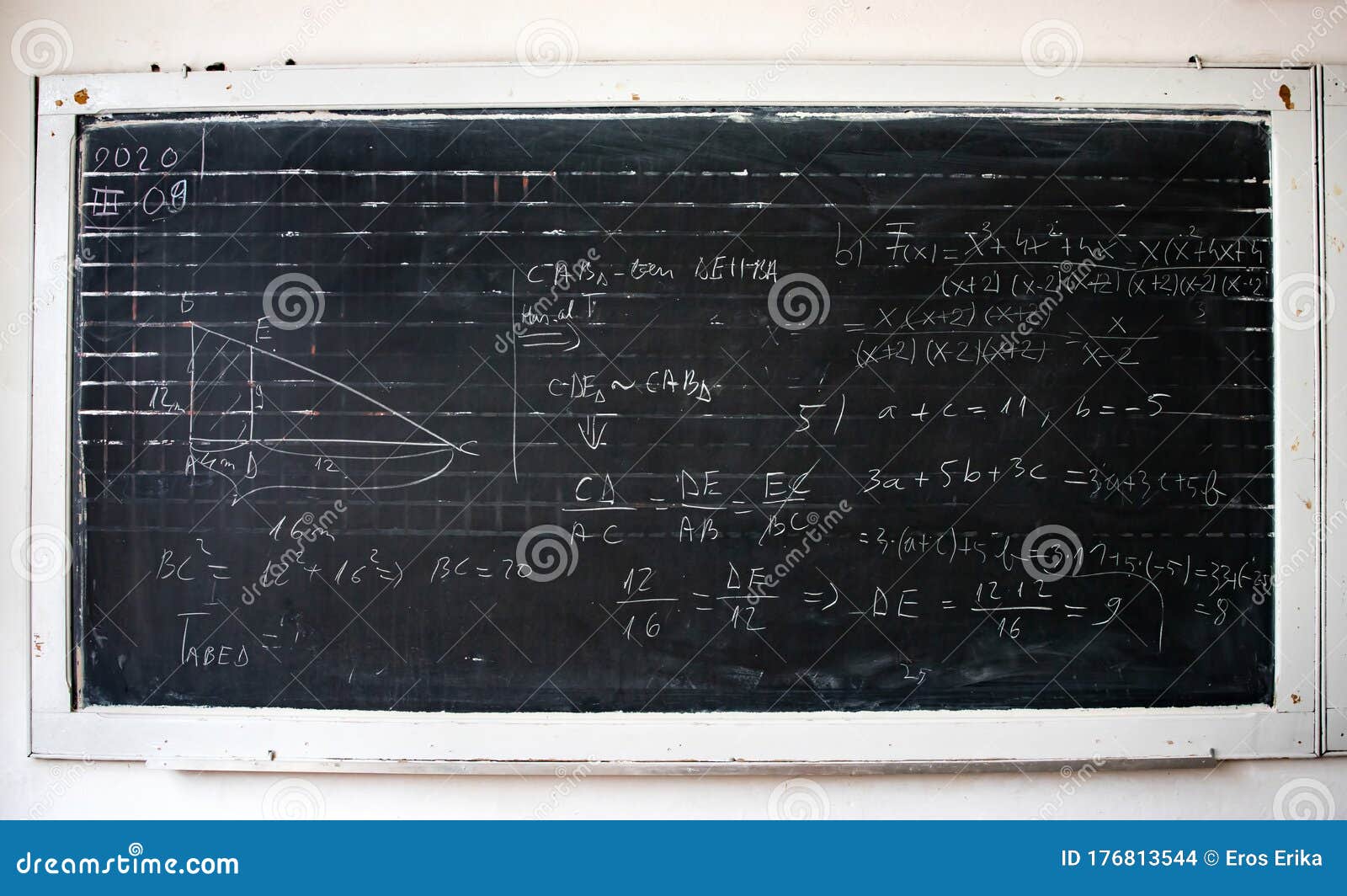Maths Formulas Written by White Chalk on the Blackboard Background ...