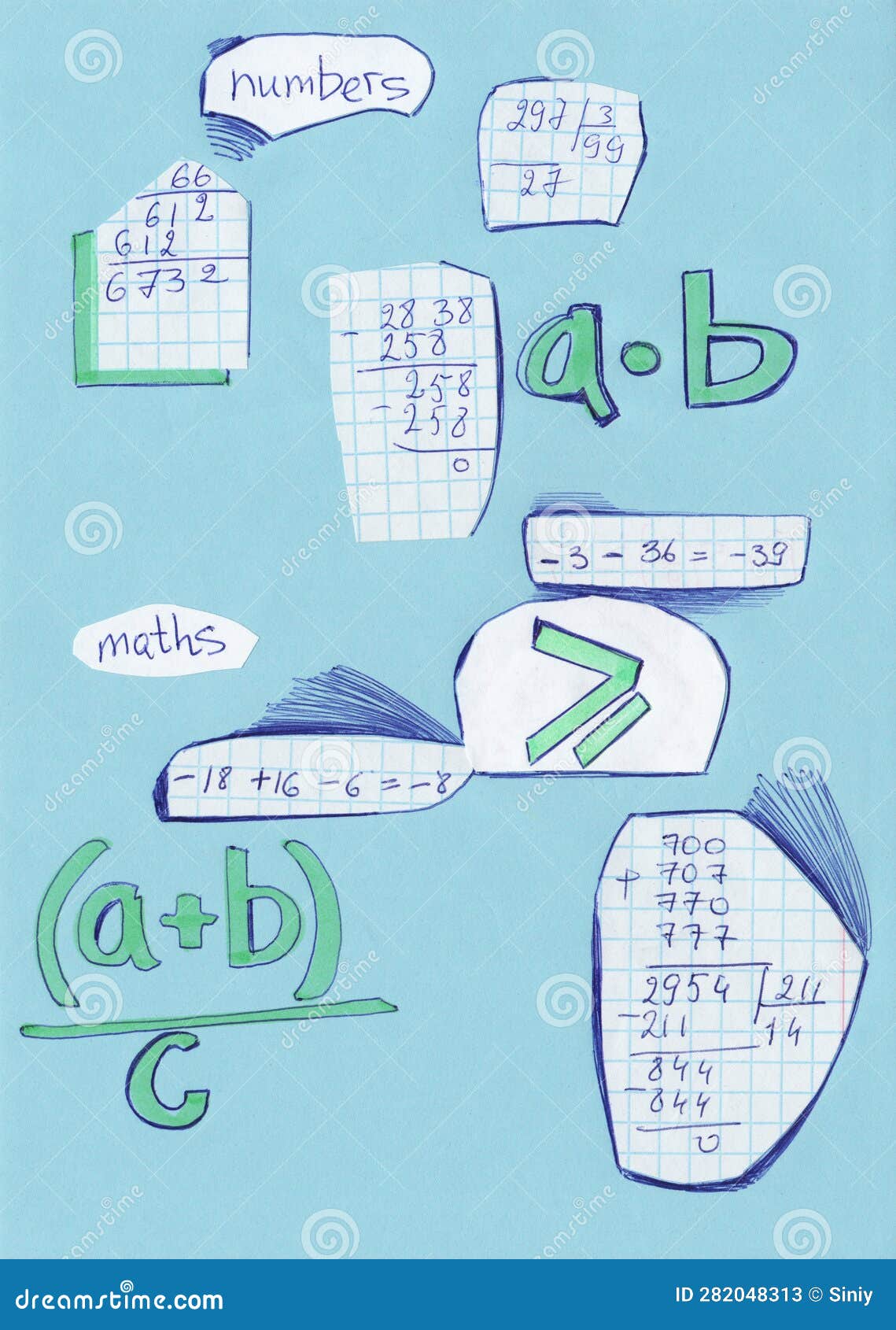 Maths Handwritten Numbers Calculation, Mathematics Algebra Student ...