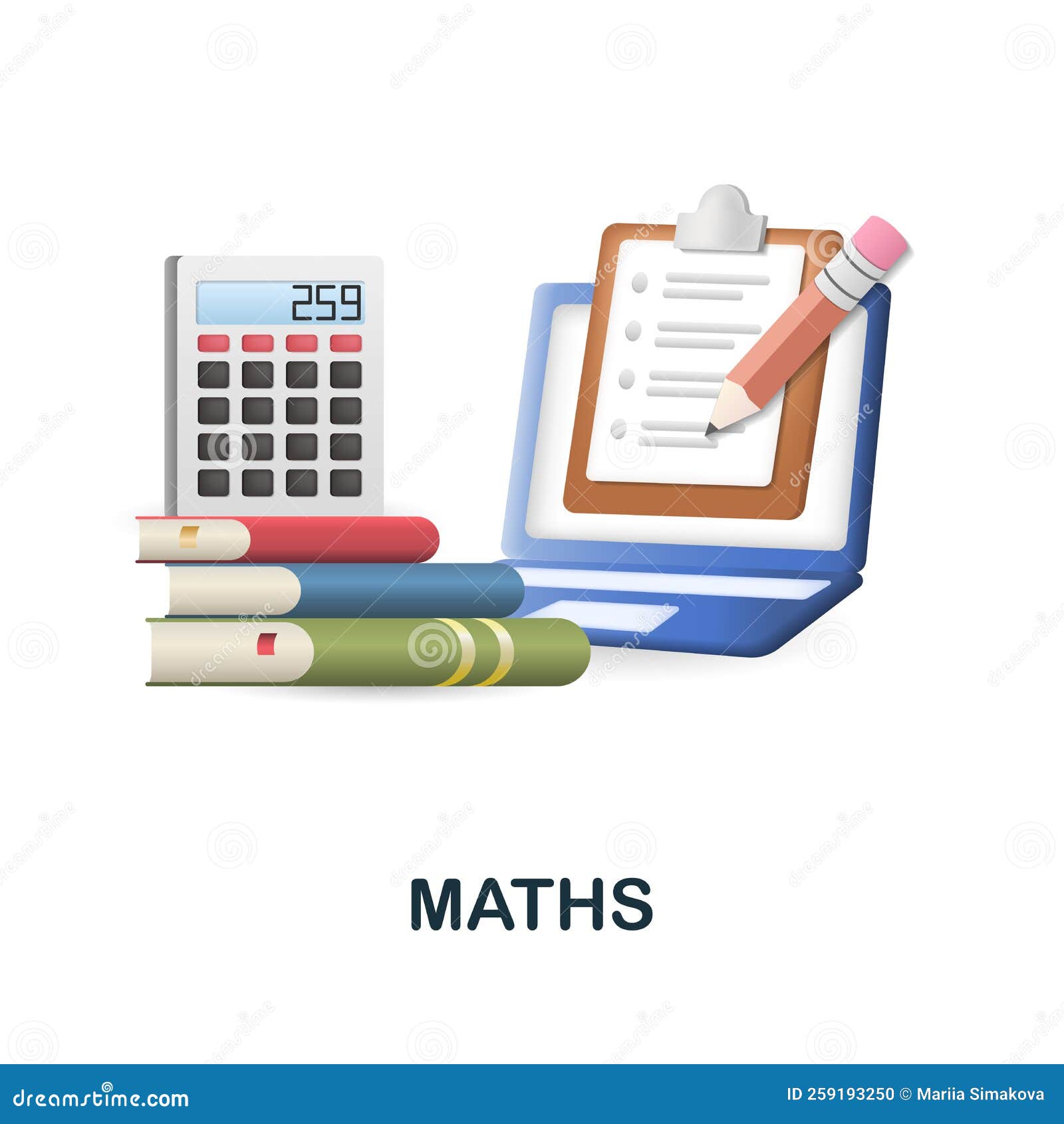 Maths Icon. 3d Illustration from Back To School Collection Stock Vector ...
