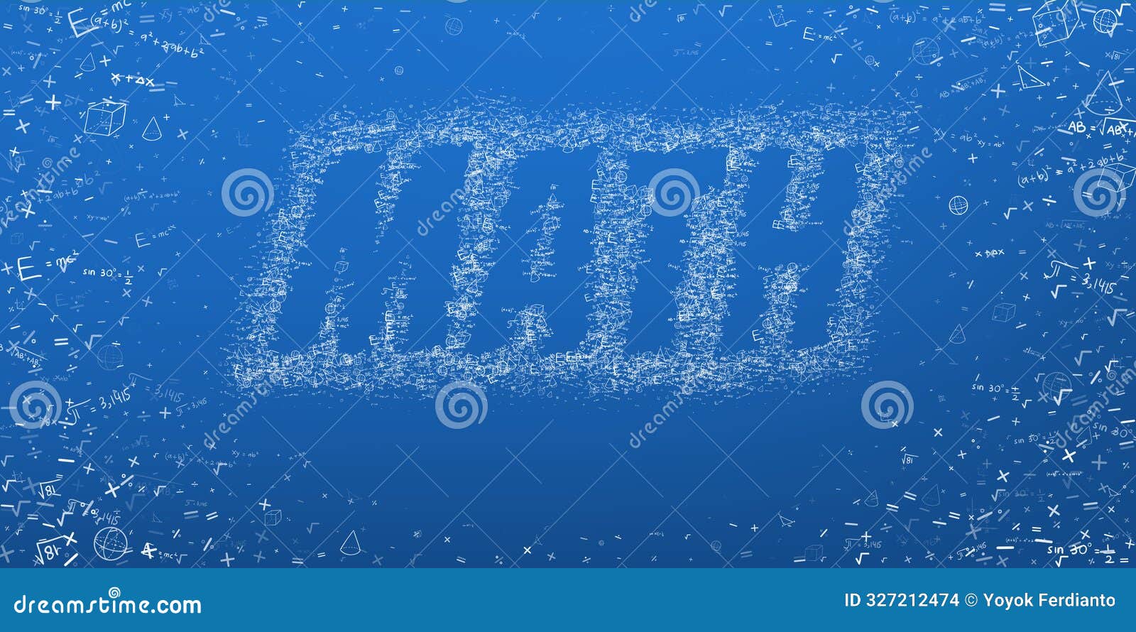 Maths Logo With Scribble Effect. Scattered Mathematics Symbol On Blue ...