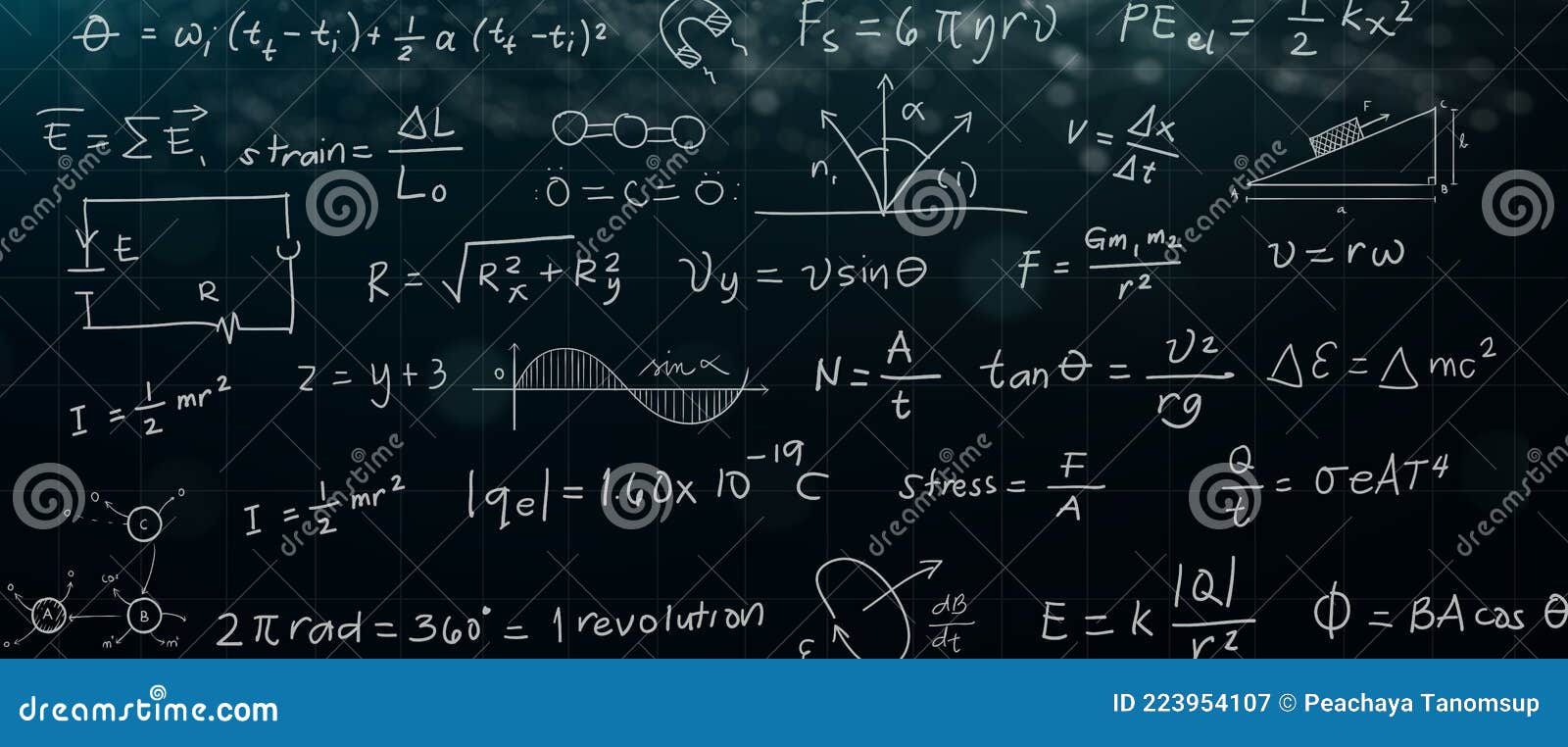 Maths and Science Formula on Black Board. 3D Illustration Stock ...